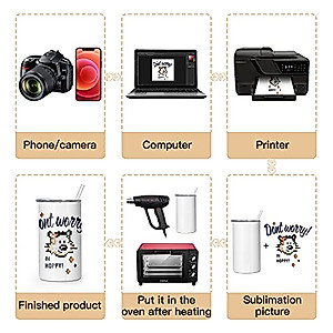 AGH 12OZ Sublimation Tumblers Blanks, 6 Pack Stainless Steel Straight Skinny Slim Tumblers with Lids and Straw, Double Wall Vacuum Insulated Cups Great DIY Gift for Children and Family.