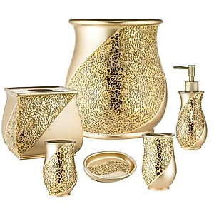 Zahari Home Sinatra Waste Basket Beautiful Designs Bathroom Bedroom Living Room Decor, Champagne