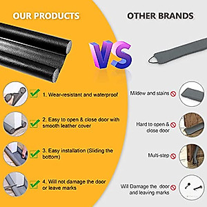 AOKON Door Draft Stopper 36 Inch Under Door Draft Noise Blocker Black Gap Stoppers Entry Door Draft Guard for Bottom of Doors Adjustable Twin Door Draft - Black