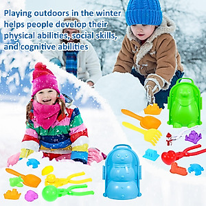 Shappy 32 Pcs Winter Snow Toys for Outdoor Snowball Maker Tool Kit with Handle for Snow Ball Shapes Maker Fights Duck for Adults Snow Sand Toys