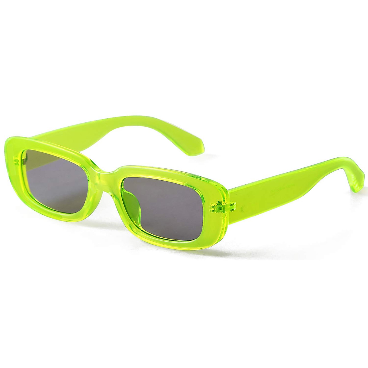 Laurinny Green Sunglasses for Women Retro 90s Vintage Fashion Narrow Rectangle Frame Lime Green Glasses