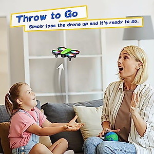 Tomzon A23 Mini Drone for Kids with LEDs, Kids Drone with High Speed Rotation, Throw to Go and 3D Flip, Toy Drone with Circle Fly, Headless Mode, 3 Speeds, 2 Batteries