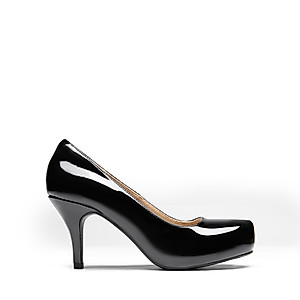 DREAM PAIRS Tiffany Women's New Classic Elegant Versatile Low Stiletto Heel Dress Platform Pumps Shoes,Size 9,Black/Pat,TIFFANNY