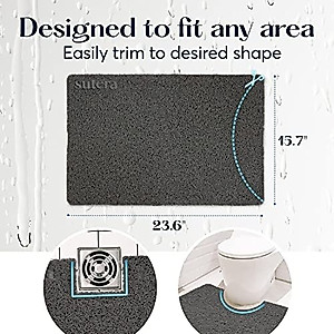 Sutera - Slide Guard Bath Mat, Non Slip, 23.6 x 17.5 Inch, Rubber Bathtub Mat for Wet Areas, Drains Odor Anti Slim Shower Floor Mat