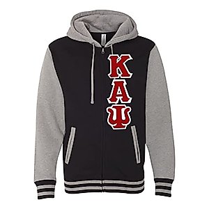Kappa Alpha Psi Chapter 19 Two Tone Zip Up Sweater (as1, alpha, s, regular, regular, Black)