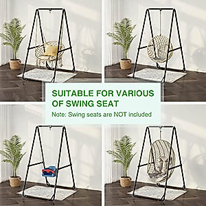 GREENSTELL Hammock Chair Stand, Swing Stand with 3 Hooks Fit for Most Hanging Chair, Ground Nails for Outdoor or Rubber Clamps for Indoor, Hanging Stand Only Max Load 551Ibs, Swing Chair not Include