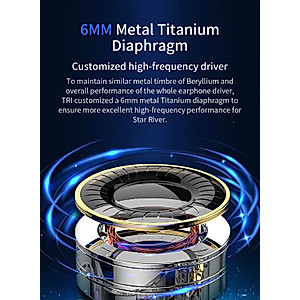 keephifi TRI Starriver in Ear Monitor Earbuds,Wired Earbuds Beryllium Dynamic Earphones+ Metal Titanium Diaphragm, Comfortable Wearing Ear Pressure Relief (Blue,3.5mm)
