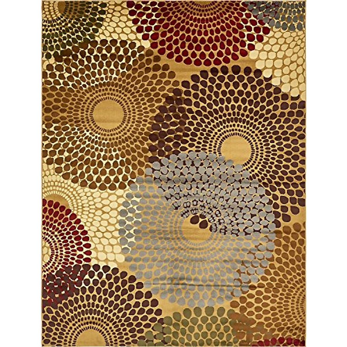 Unique Loom Barista Collection Modern, Abstract, Geometric, Circles, Urban, Rustic, Warm Colors Area Rug, 9 ft x 12 ft, Beige/Burgundy
