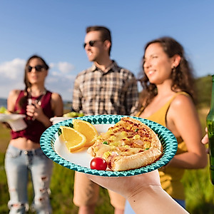 JOLLY PARTY Paper Plates Disposable, 360 Count 8.37 inch Dinner Paper Plates, Soak Proof Disposable Plates, Cut Proof Paper Plates for Everyday Use, Diamond Pattern Rim Design