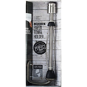 Kamenstein Perfect Tear Patented Wall Mount Paper Towel Holder, 14-Inch, Silver, Rounded Finial