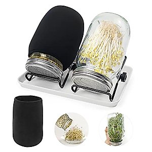 VUAOHIY Sprouting Kit, 2 Wide Mouth Mason Jars, Sprouts Growing Kit Growing Jar with Mesh Screen Lids for Growing Broccoli, Mung Bean, Alfalfa