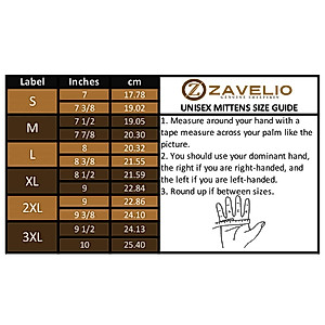 Zavelio Unisex Premium Shearling Sheepskin Fur Lined Leather Mittens Black Large