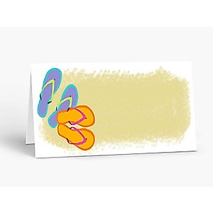 Stonehouse Collection | Flip Flops at the Beach Table Tent Place Card | Oceanside Name Card Holder | Great for Seaside Wedding Party Dinner Event | 25 Count (Flipflops at the Beach)