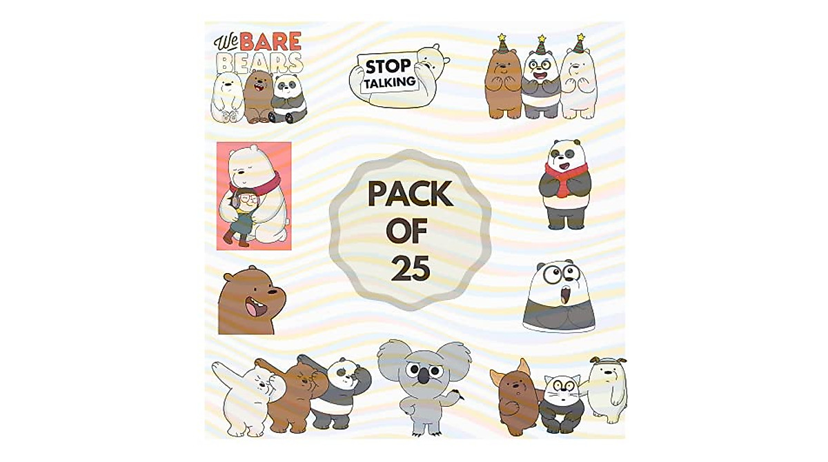 We Bare Bears Stickers Pack – Durable & Fun for Laptops & Gear
