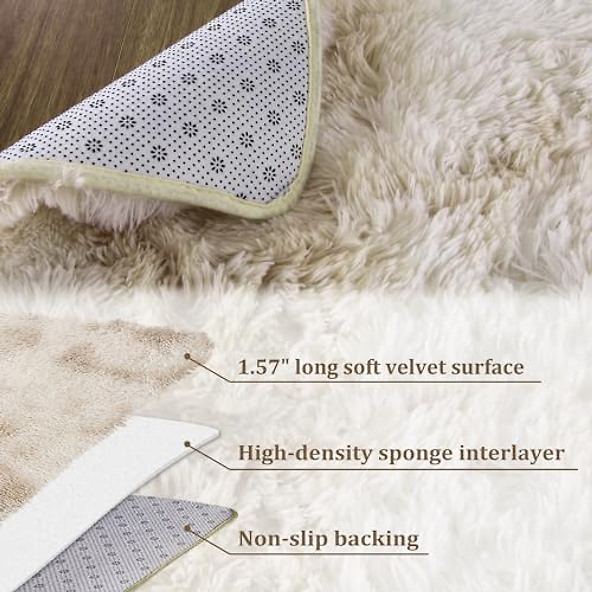 IMINROME Fluffy Rugs 8x10 Furry Area Rug for Living Room, Fuzzy Shag Fur Rug for Nursery Room Non-Skid Plush Throw Rug Shaggy Decorative Accent Rug for Indoor Home Floor Carpet, Beige Taupe