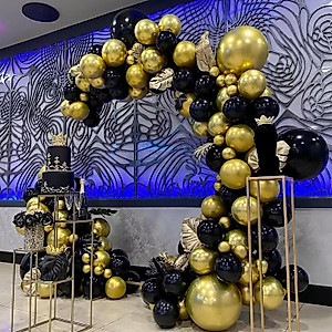 75pcs Black and Gold Balloons, 12 Inch Black and Gold Confetti Balloons Gold Latex Balloons for Birthday, New Year,Wedding,Graduation Party Baby Shower Decorations