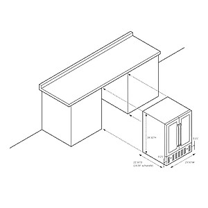 NewAir 24” Wine and Beverage Refrigerator and Cooler, 18 Bottle and 60 Can Capacity, Built-in Dual Zone Fridge in Black Stainless Steel with French Doors