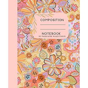 Composition Notebook for Girls: Composition Notebook Wide Ruled for Girls: Floral Notebook