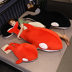 pangcangshu Nice 60/80cm New Black and Red Shark Plush Toys Big Killer Whale Doll Orcinus Orca Stuffed Sea Animals Children Birthday Gift (Red, 80cm/31inch)