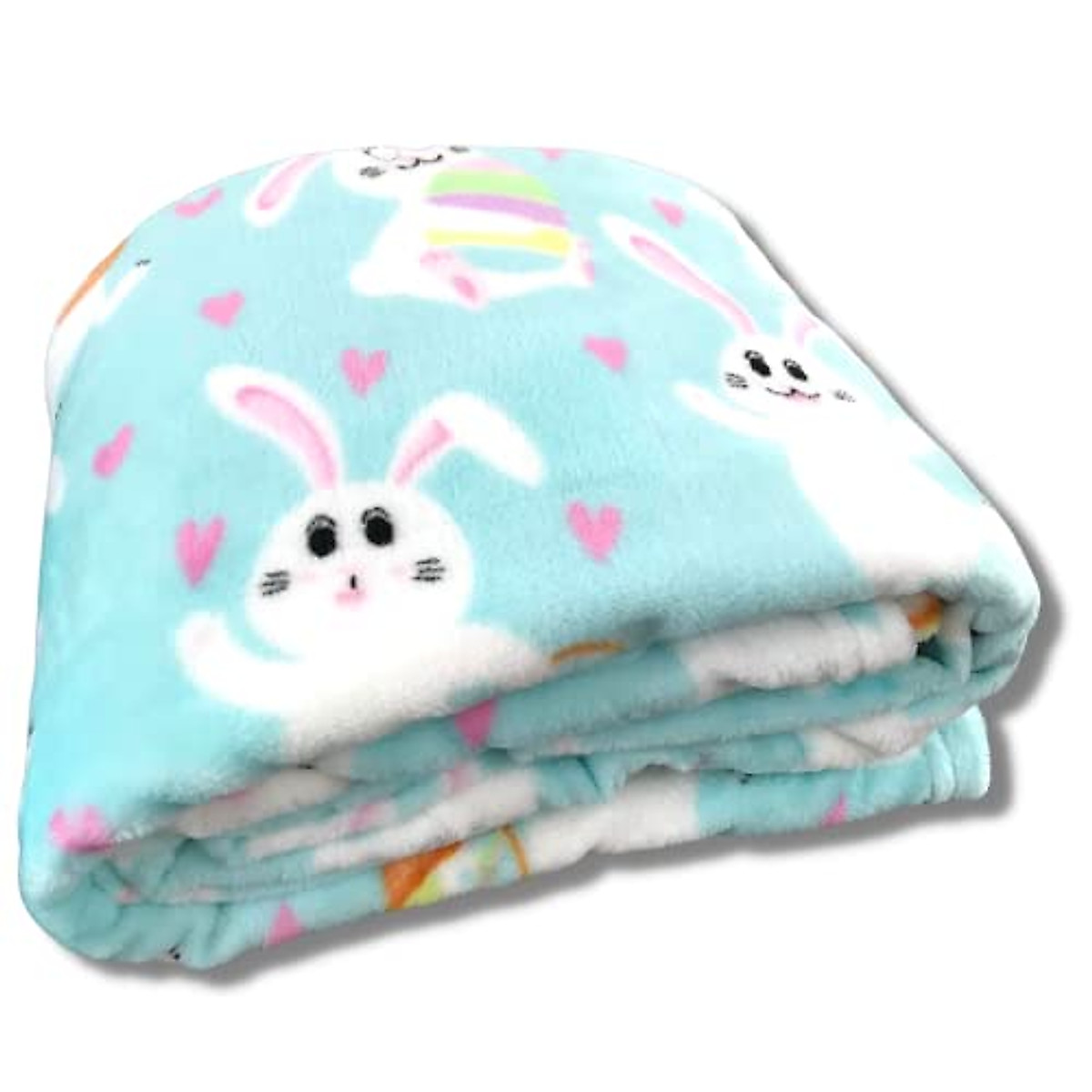 Home Decor Bunny Velvet Fleece Throw Blanket: Colorful Bunnies on The Egg Hunt Fun, Spring Summer (Easter Bunny)