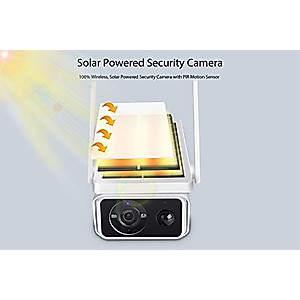 Security Camera Camera 1080P HD Wireless Outdoor Security Camera WiFi Solar Rechargeable Battery Power IP Surveillance Home Cameras Two Way Audio PIR Surveillance Camera with Spotlight ( Size : NO Car
