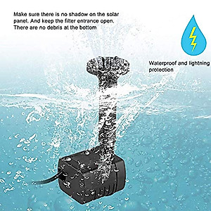 plplaaoo Solar Fountain Pump,Solar Fountain Pump for Bird Bath,Solar Water Pump Kit for Bird Bath Ponds Garden,Solar Powered Water Pump with Panel Water Pump for Outdoor Fountain