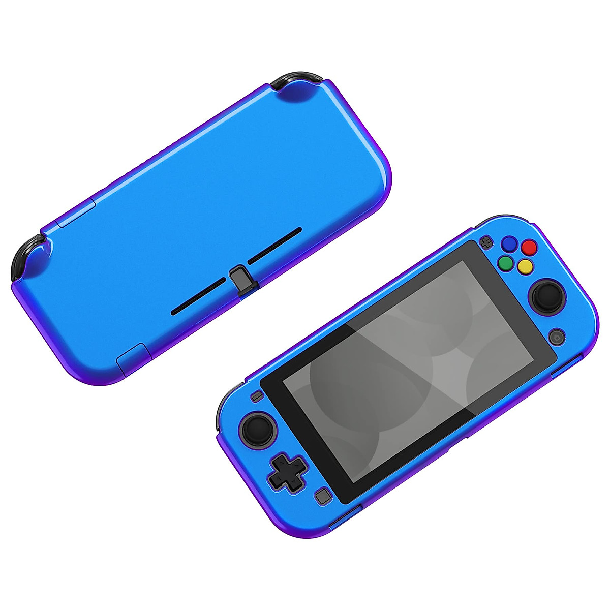 eXtremeRate PlayVital Glossy Chameleon Purple Blue Protective Case for Nintendo Switch Lite, Hard Cover Protector for Nintendo Switch Lite - 1 x Black Border Tempered Glass Screen Protector Included