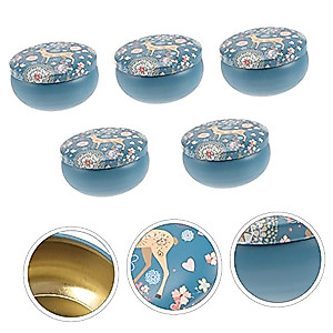 Containers with Lids 5pcs Box candy container tea containers with cover wedding candy tins Metal tinplate tea leaves can deer small tin case bridesmaid Ornament Storage Container