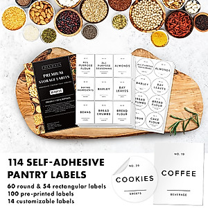 Square Glass Storage Containers with Bamboo Lids 12-Pack (4x 30 oz, 8x 17 oz) Airtight Storage Jars with Lids for Food, Stackable Kitchen Canisters with 114 Labels for Pantry [Thicker Glass 3mm]