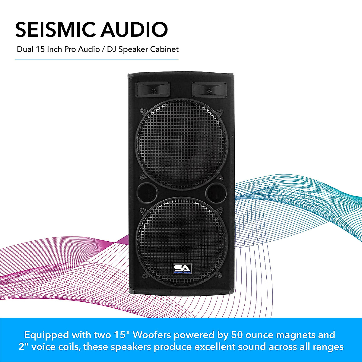 Seismic Audio - Dual 15 Inch PA DJ SPEAKER 500 Watts PRO AUDIO - Band, Bar, Wedding, Church