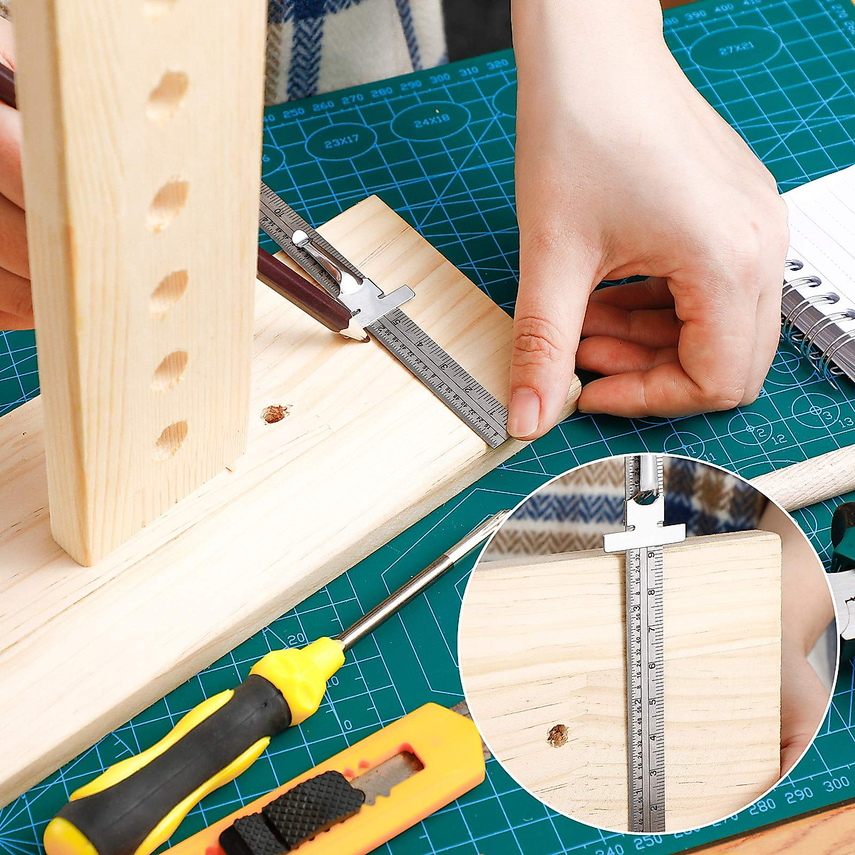 2 Pieces 6 Inch 15 cm Pocket Ruler Flexible Precision Stainless Steel Ruler with Detachable Clips Stainless Steel Pocket Clip Scale Gauge Ruler Metric British System