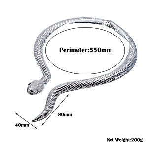 Jerollin Vintage Exaggerated Alloy Choker Silver Snake Adjustable Collar Collar Necklace