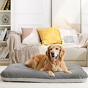 Magic Dog Super Soft Large Dog Bed, 39 Inches Big Dog Beds Orthopedic Foam Pet Beds with Anti Slip Bottom, Dog Sleeping Mattress with Removable and Washable Cover, Light Grey