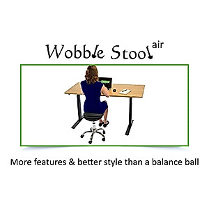 WOBBLE STOOL AIR rolling ergonomic balance ball office chair alternative exercise active stool wheels modern sit stand-up standing desk accessories adjustable height black