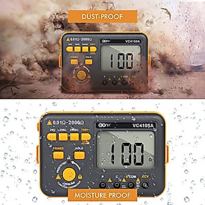 VC4105A Earth Resistance Tester Digital Grounding Resistance Meter 20/200/2000Ω Ground Resistance 750V AC Voltage Measure Backlight LCD Display Data Hold