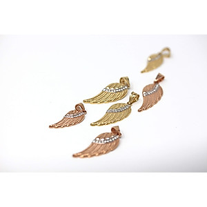 CaliRoseJewelry 10k Yellow Gold Feather Angel Wing Diamond Pendant - Small