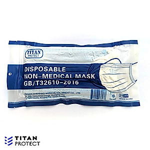 Class 1 Protective Face Masks - TITAN PROTECT Non Medical 3-Layer Disposable Face Mask, Daily Protection Filters >95% of Particles, Elastic Ear Loop, Adjustable and Comfortable, Blue (20 PC)