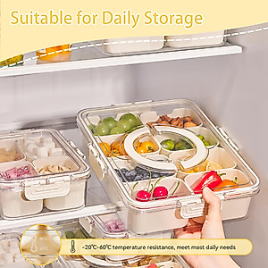 FIGWINET Snack Box Container, Rectangular, Compartmentalized Box with Flip Top Lid, Portable, Plastic, Reusable, Daily Use, Picnics, Parties, Kitchen Storage, Travel