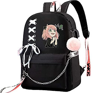 COSABZ Anime Anya Forger Backpack Cosplay Kawaii Backpack Schoolbag With Ribbon For Girls 1 (7)