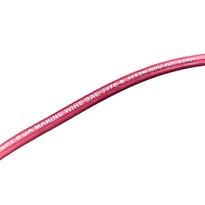 MotorGuide MM309922T 8-Gauge Battery Cable and Terminals — 50-Amp Manual Reset Breaker — Trolling Motor Surge Protection, Red