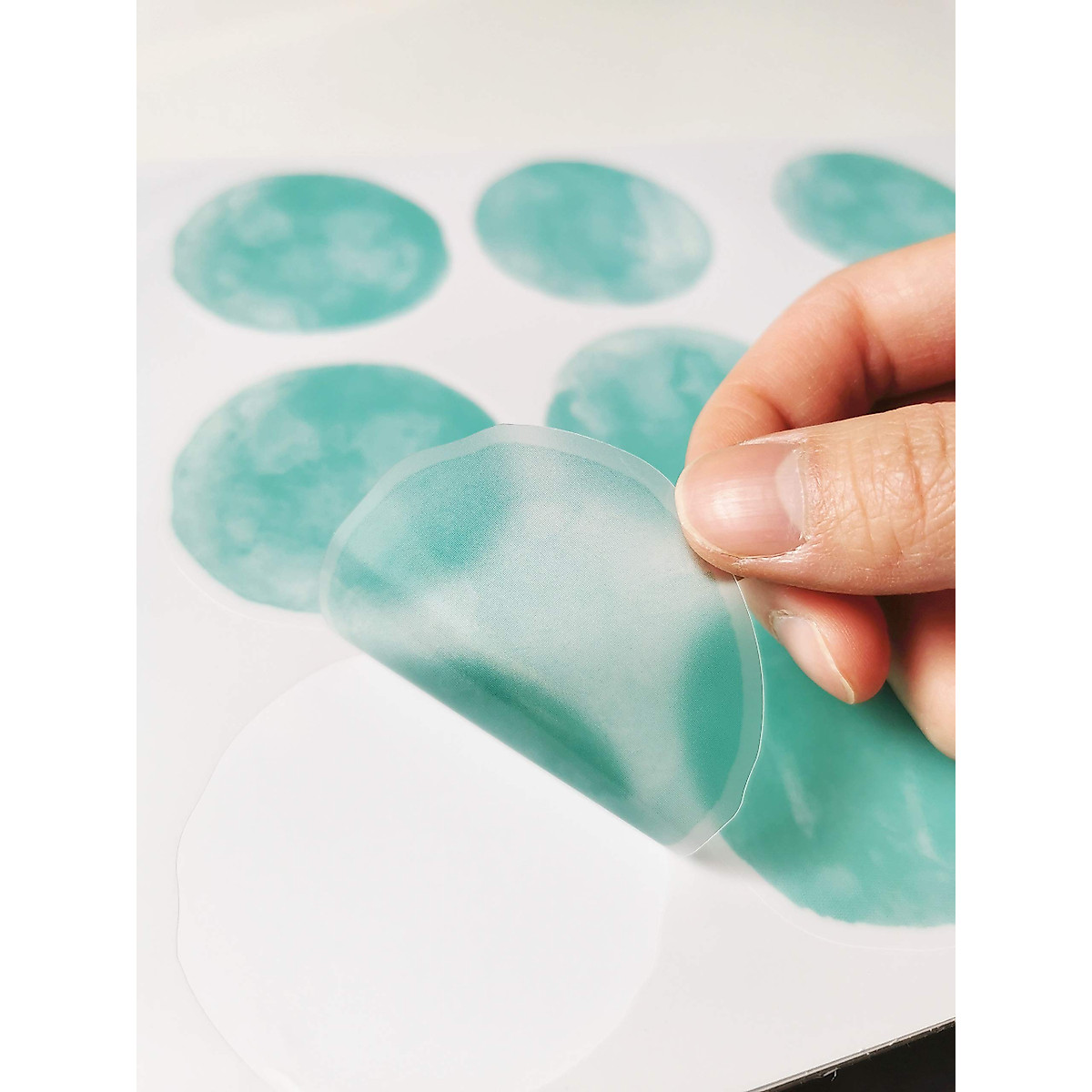 ROFARSO 120 Decals 2.2'' Cyan Polka Dots Wall Decals Stickers DIY Removable Peel & Stick Wall Art Decorations Home Decor for Nursery Bedroom Living Room Playing Room