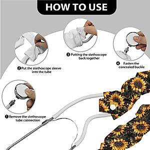 Gomyblomy Sunflower Stethoscope Cover 2 Pcs Stethoscope Sleeve Floral Stethoscope Cover Sleeve Doctor Nurse Gifts for Women Stethoscope Accessories, Universal Fit
