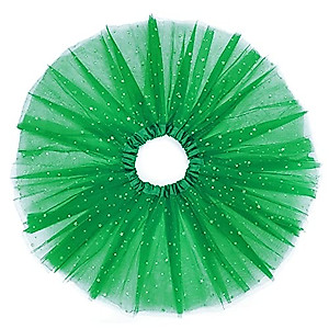 Girls Tutu Skirts Fluffy Ballet Dress Up for Toddler Kids 3 Layers Tulle Tutus Princess Dresses Sparkle Tutu (2T - 8T) Green