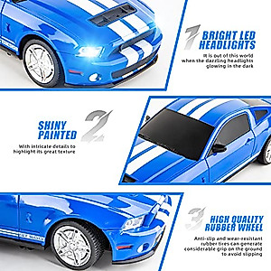 BDTCTK Remote Control 1/24 Ford Mustang Shelby GT500 RC Model Car, Toys for Kids and Adults Blue