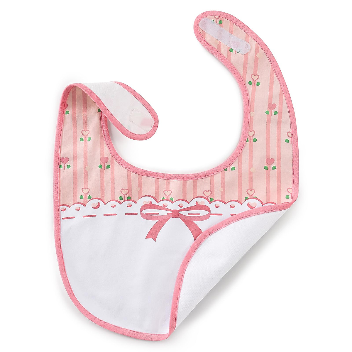 Littleforbig Cotton Waterproof Babydoll Printed Pink Floral Adult Bib with Adjustable Velcro Closure