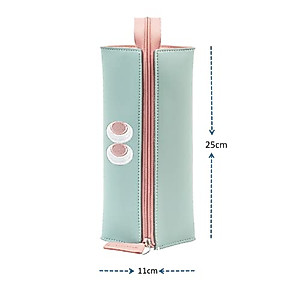 ryifaing Little Monster Pencil case Large Capacity Stationery Bag Storage Pencil case Cosmetic Bag Coin Purse Portable Exquisite PU Material with Zipper Closure 3.2 x 1.3 x 1.2 inches (White)