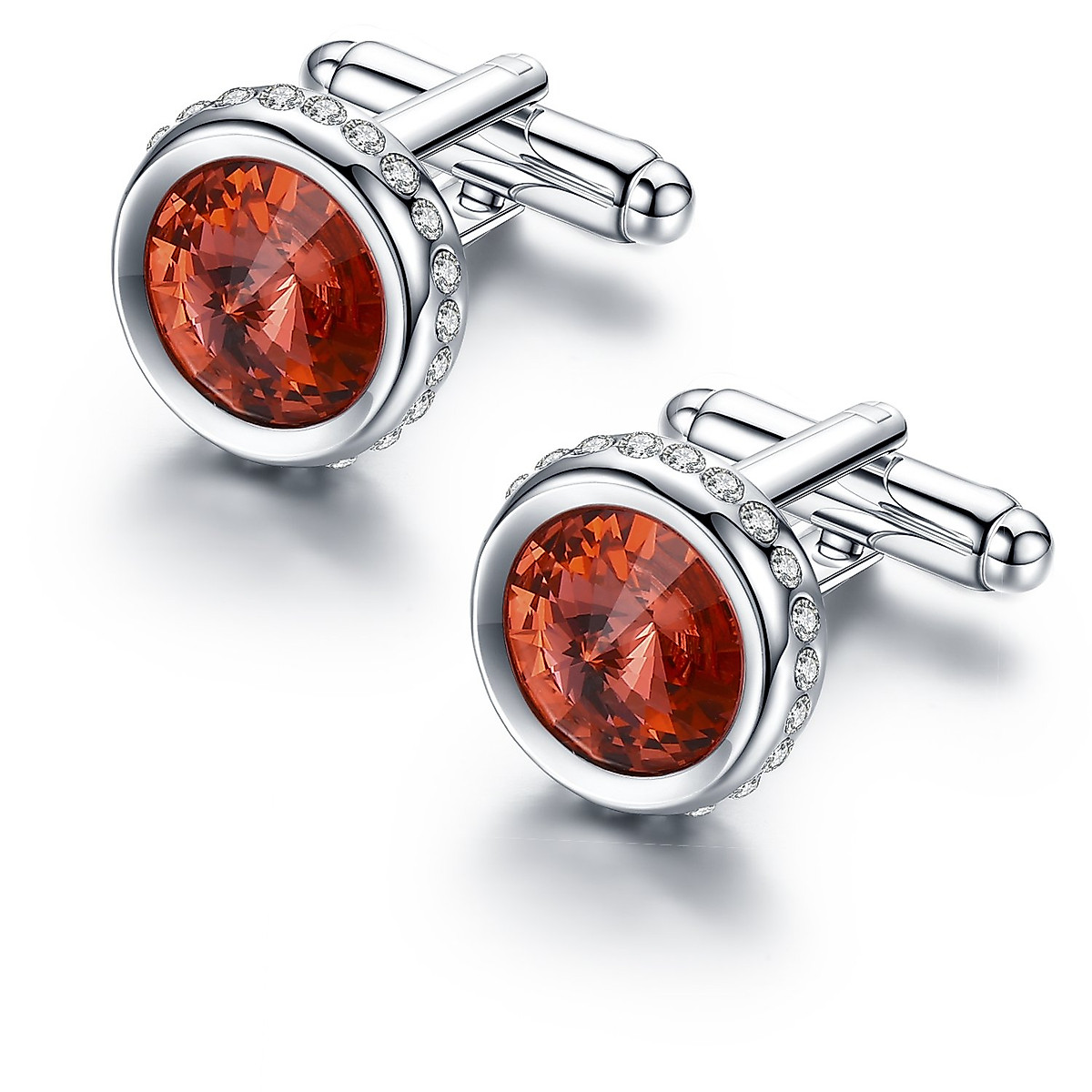 Pinannie Austria Crystal Shirt Cuff Links White Gold Plated Wedding Cufflinks for Mens (Purple)