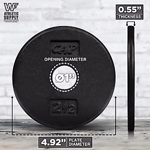 CAPHAUS Black Standard Solid Cast Iron Weight Plates 1-inch Center Hole for Standard Barbell & Dumbbell Handles Size available in 1.25/2.5/5/7.5/10/12.5/25 & 50 LB Multiple Options