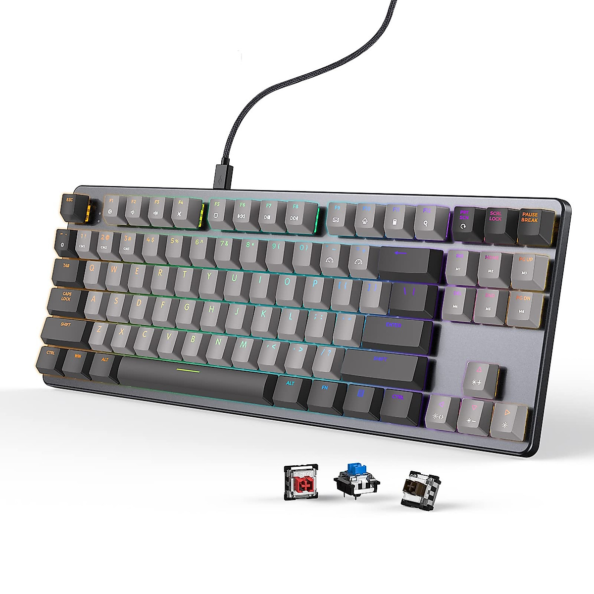 CIDOO 87 Keys RGB Mechanical Keyboard, Low Profile Gaming Keyboard with Aluminum housing, TKL Hot-Swappable Ultra-Slim 80 Percent Keyboard for Gaming and Work, Compatible with Windows System