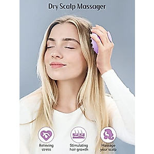 HEETA Scalp Massager Hair Growth, Soft Silicone Bristles to Remove Dandruff and Relieve Itching, Scalp Scrubber for Hair Care Relax Scalp, Shampoo Brush for Wet Dry Hair, Upgraded Material, Purple
